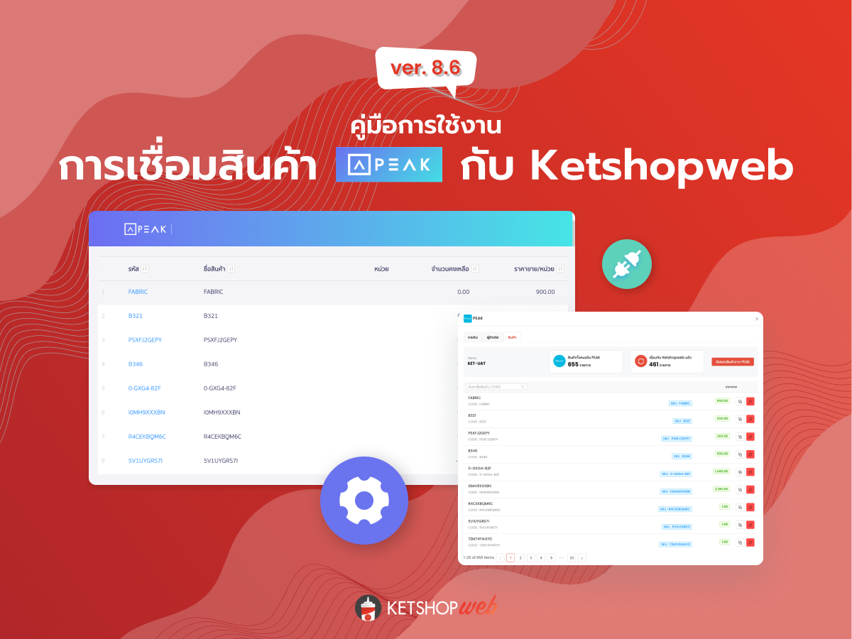 ขั้นตอนการเชื่อมสินค้า PEAK กับ Ketshopweb